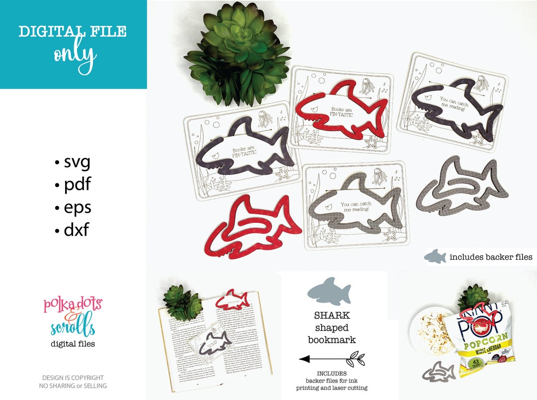 Shark Laser Bookmark File, Shark Week Files, Ocean Themed Laser File ...