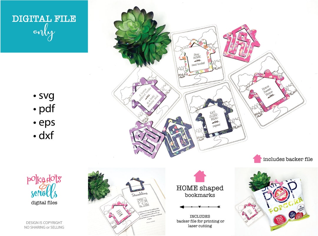 Home Shaped Bookmark Laser File, House Bookmark Svg, Home Related Laser ...