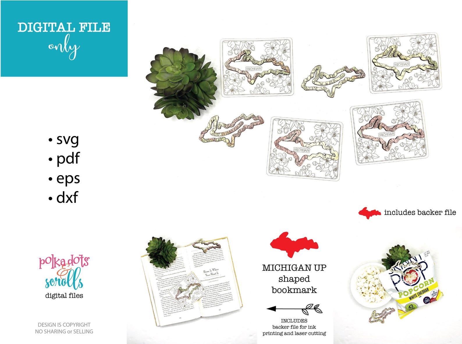 Michigan UP Bookmark Laser File, Upper Peninsula Themed Bookmark File ...