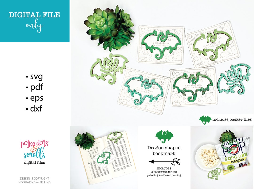 Dragon Laser Bookmark File, Mystical Bookmark File, Dragon Bookmark Svg ...