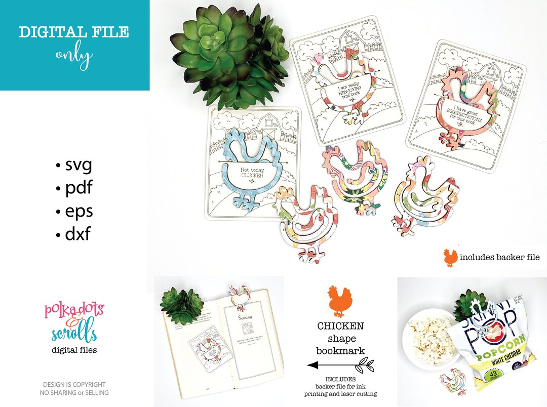 Chicken Bookmark Laser File, Farm Animal Bookmark Svg, Chicken Related ...