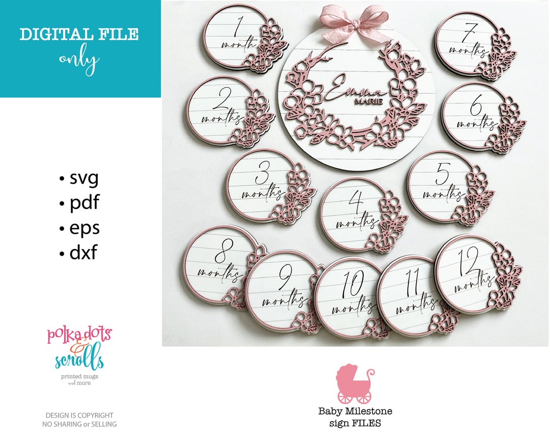 Baby Milestone Marker Files, New Baby Svg Files, Photo Baby Markers ...