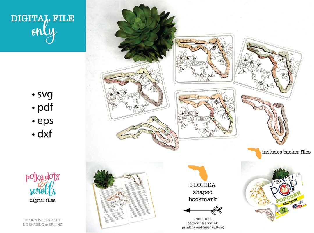 Florida Bookmark Laser File, Florida State Shaped Files, Scrap Buster ...