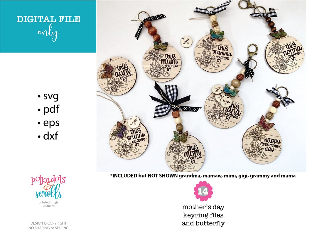 Mother's Day Keyring Svg File, Personalized Mother's Day File, SVG ...