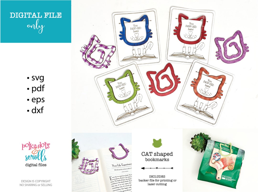 Cat Bookmark Laser File, Cat Lover Svgs, Scrap Buster Laser Files ...