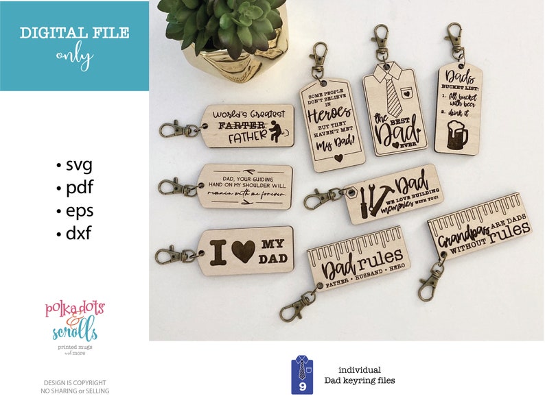 Dad Keyring Files, Fathers Day Svgs, Laser Fathers Day Files, Digital ...