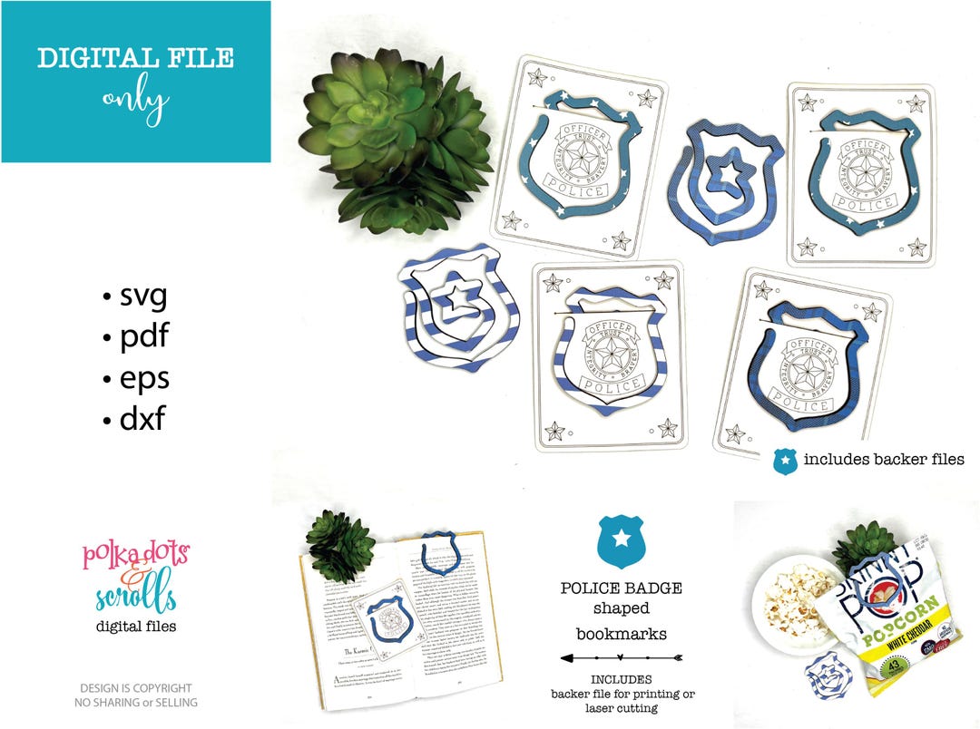 Police Badge Bookmark Laser File, Police Laser File, Laser Police Svg ...