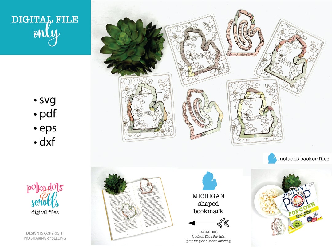 Michigan Bookmark Laser File, Michigan Laser Svg, State Themed Bookmark ...