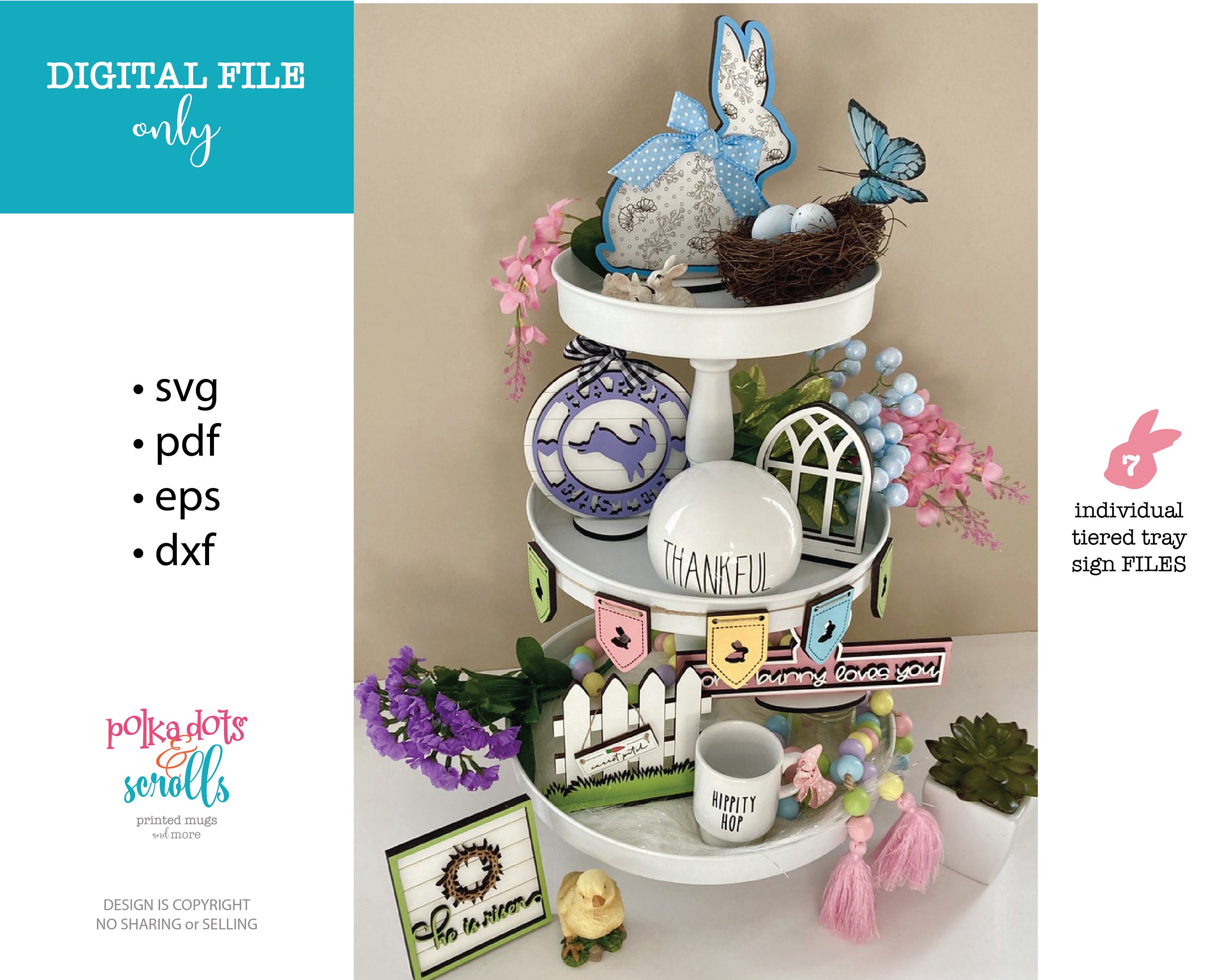 Easter Tiered Tray SVG Files Tiered Tray Bunny Signs - Etsy