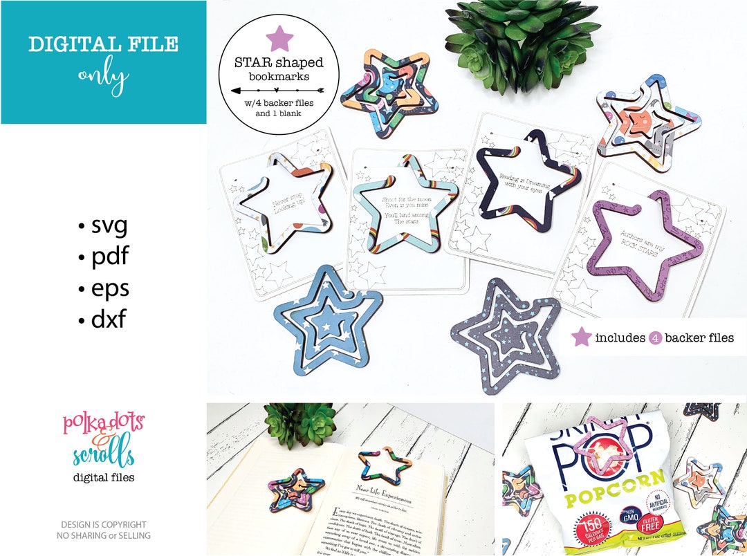 Star Shaped Bookmark Laser File, Book Lover Gift Files, Scrap Buster ...