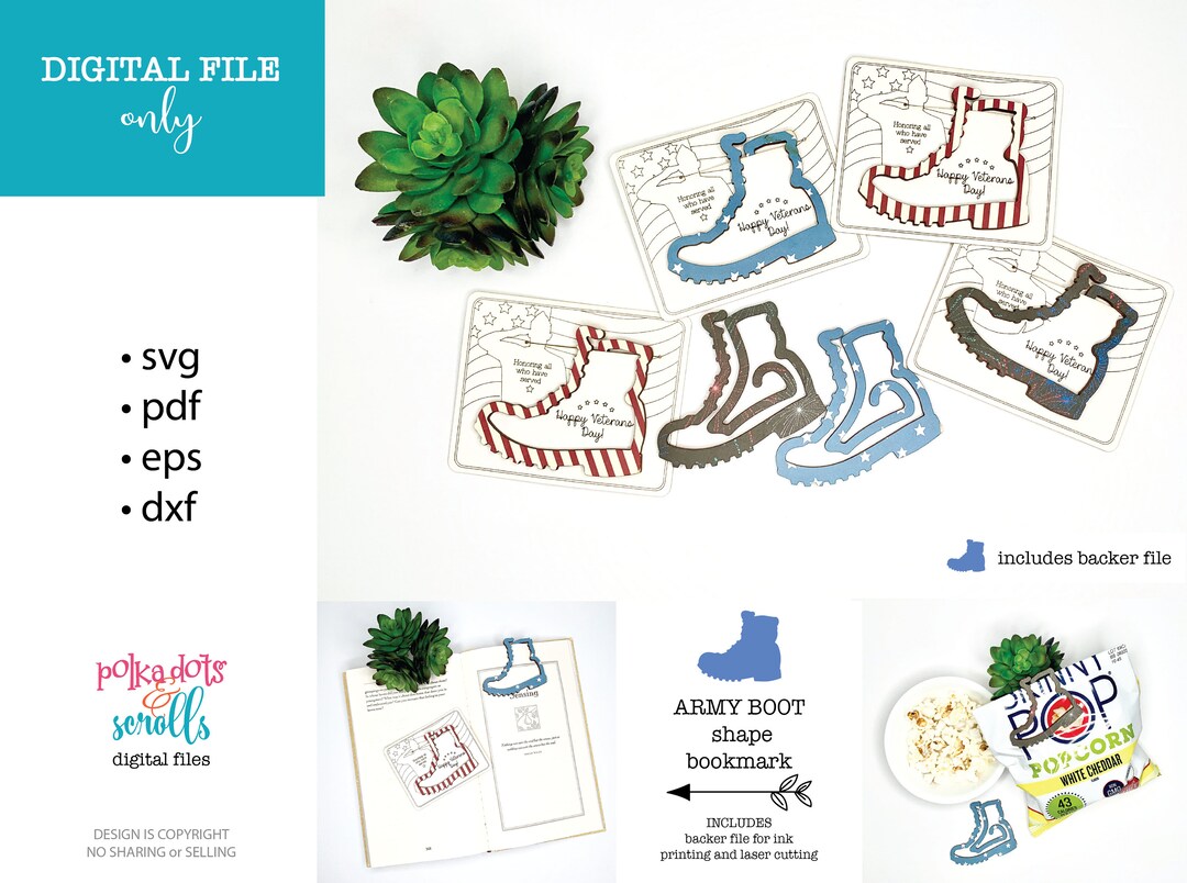 Veterans Day Laser Bookmark File, Military Bookmark Svg, Scrap Buster ...