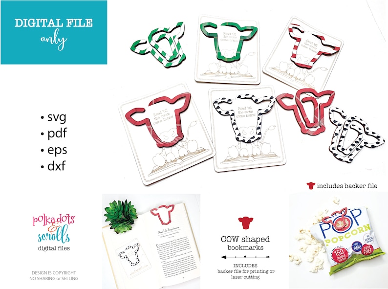 Cow Bookmark File, Laser Cow Files, Laser Scrap Buster Files, Farm ...