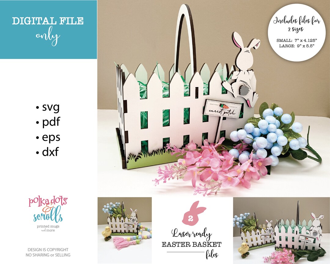 SVG Easter Basket, Glowforge Easter Files, Kids Easter Baskets, Laser ...