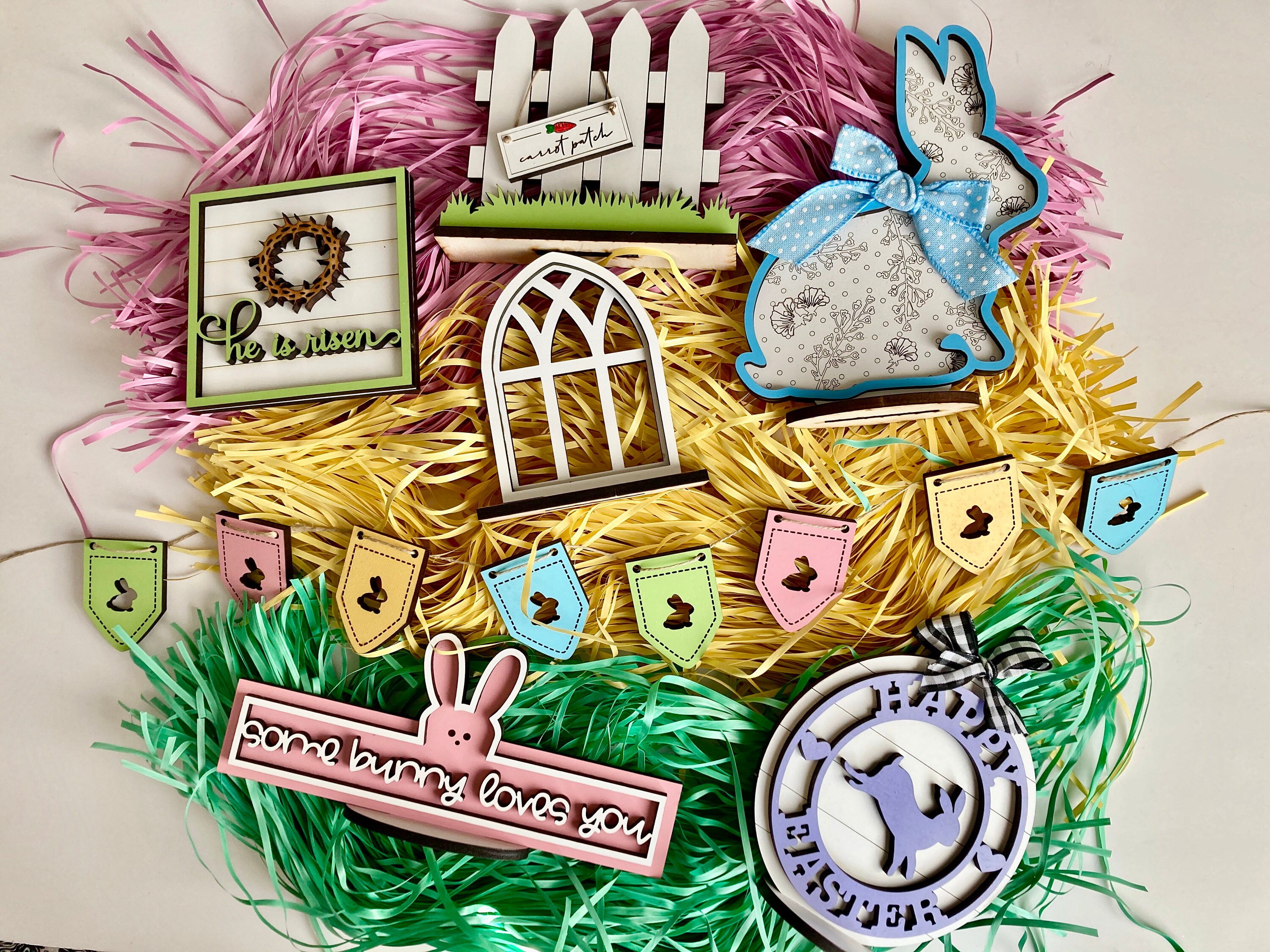 Easter Tiered Tray SVG Files Tiered Tray Bunny Signs - Etsy