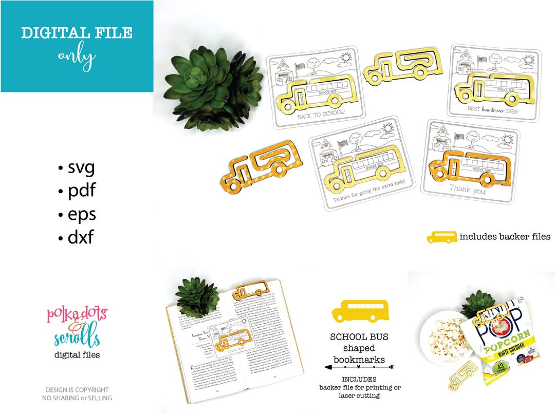 School Bus Laser Bookmark File, Back to School Laser File, Laser Scrap ...
