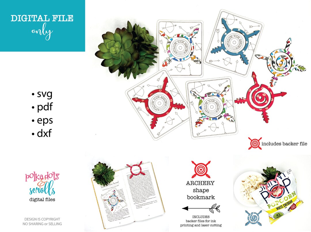 Archery Themed Laser Bookmark File, Arrow Bookmark Svg, Bow and Arrow ...