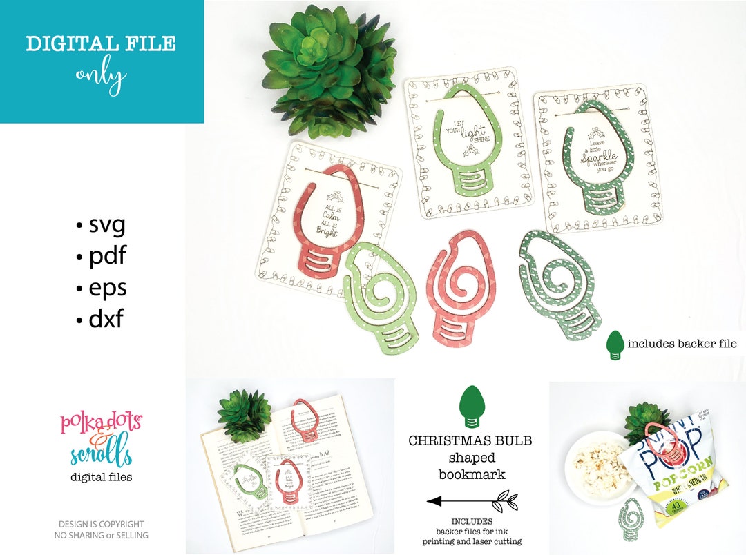 Christmas Bulb Bookmark Svg, Laser Christmas Bookmarks, Stocking ...