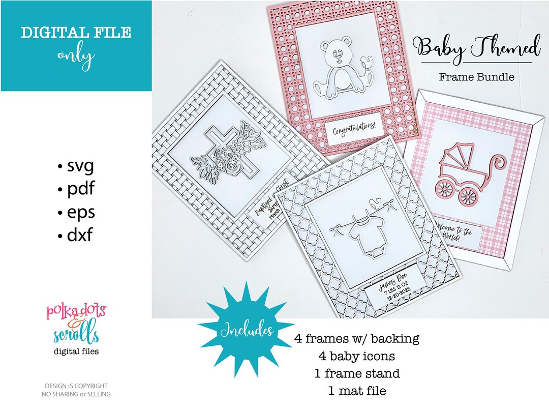 Baby Frame Bundle, Rattan Pattern Svg File, New Baby Svg, Baptism Svg ...