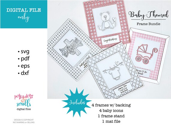 Baby Frame Bundle Rattan Pattern Svg File New Baby Svg | Etsy