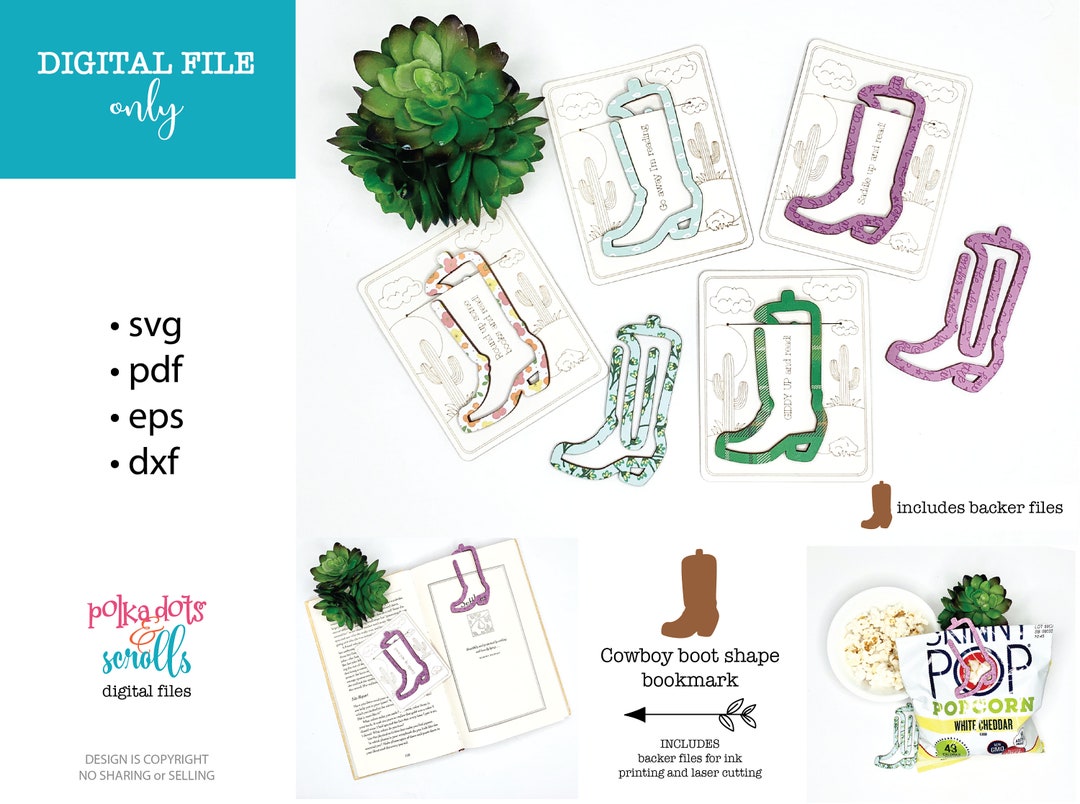 Cowboy Boot Laser Bookmark File, Western Bookmark Svg, Southern Laser ...