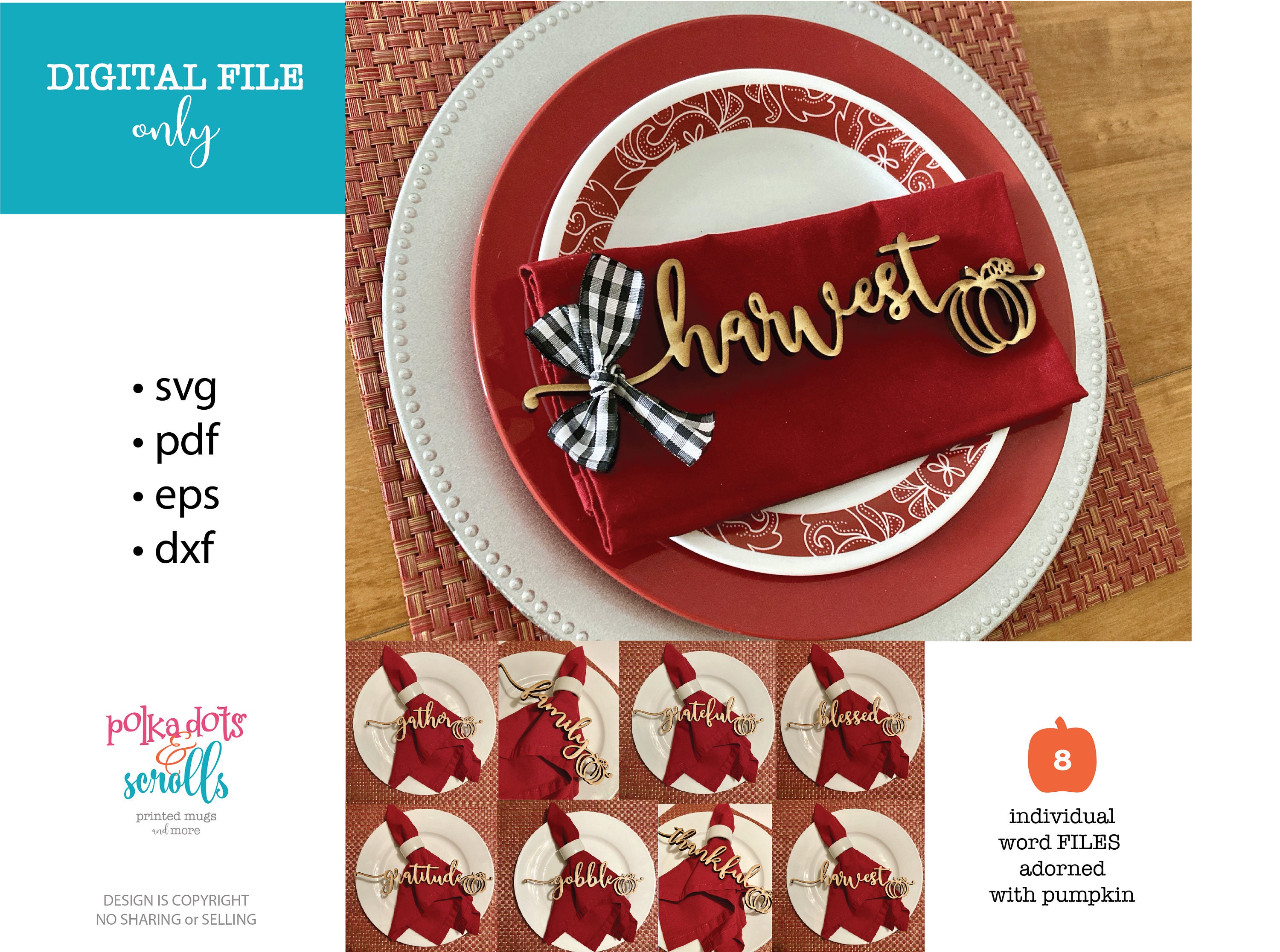 Digital Thanksgiving Cut Files Place Setting Thanksgiving - Etsy