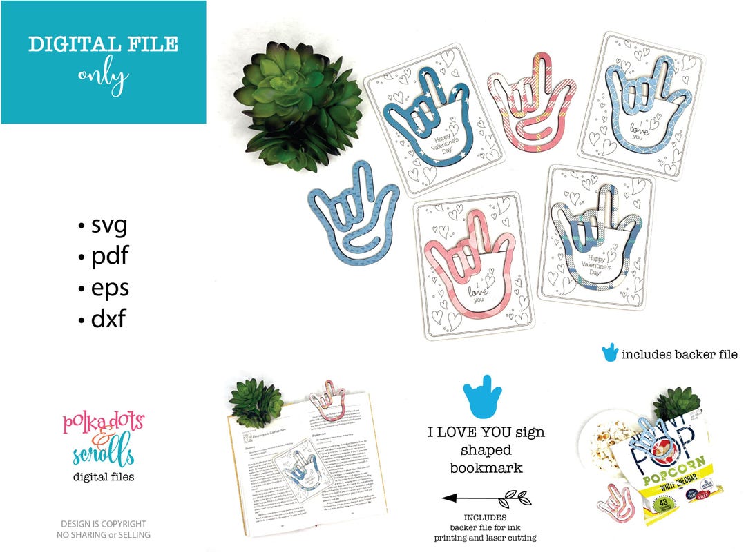 ASL Laser Bookmark Svg, I Love You Sign Language, American Sign ...