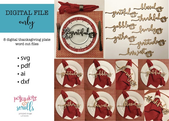 Digital Thanksgiving cut files Place Setting Thanksgiving | Etsy