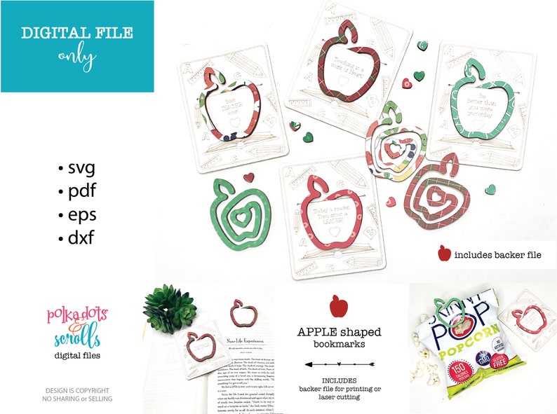 Apple Bookmark Laser File Teacher Appreciate Laser Svg - Etsy