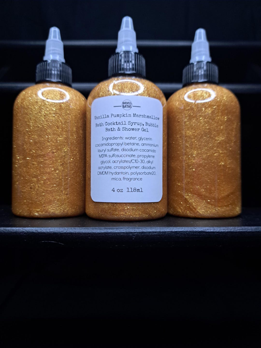 4oz Vanilla Pumpkin Marshmallow Gold Shimmer Bath Cocktail Syrup ...