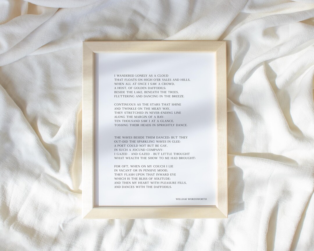 William Wordsworth Poem Print – I Wandered Lonely as a Cloud – Framed ...