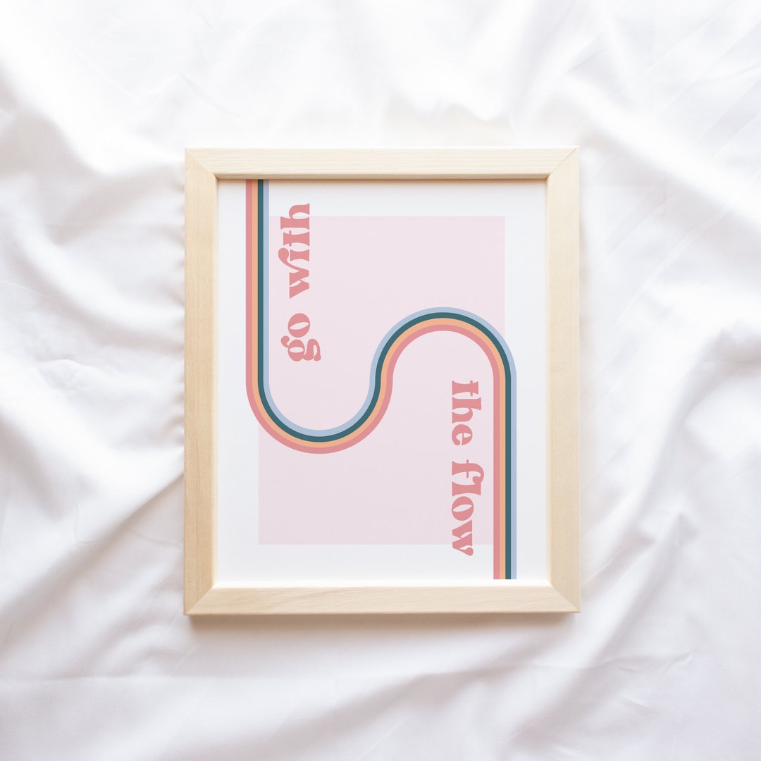 Go With the Flow Quote Print, Inspirational Wall Art Framed, Quote Wall ...