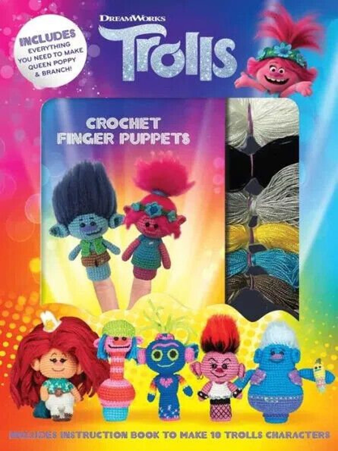 Dreamworks Trolls: Crochet Finger Puppets Yarn Kit makes Queen Poppy ...