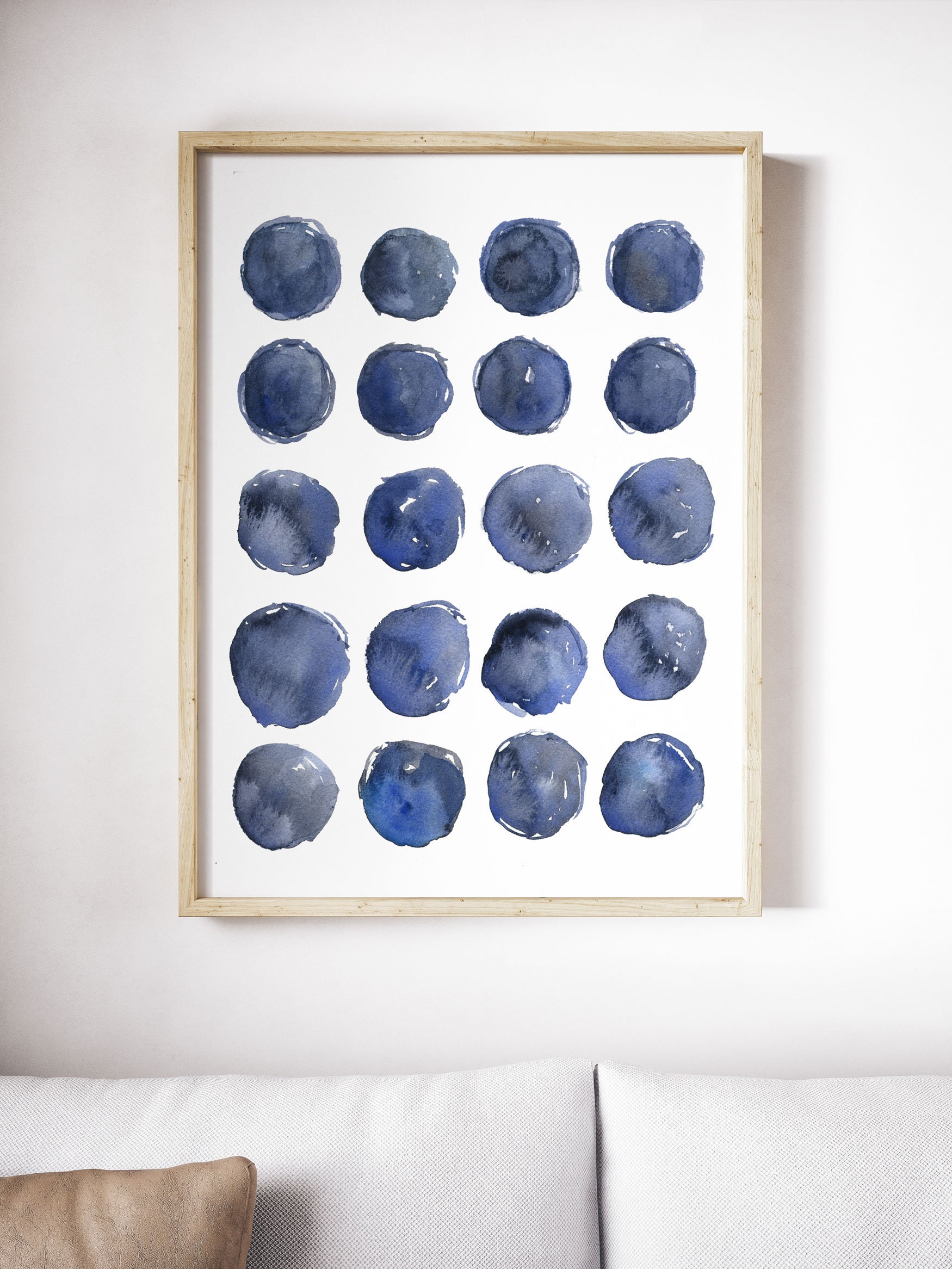 Navy Blue Watercolor Art Print Blue Scandinavian Art - Etsy