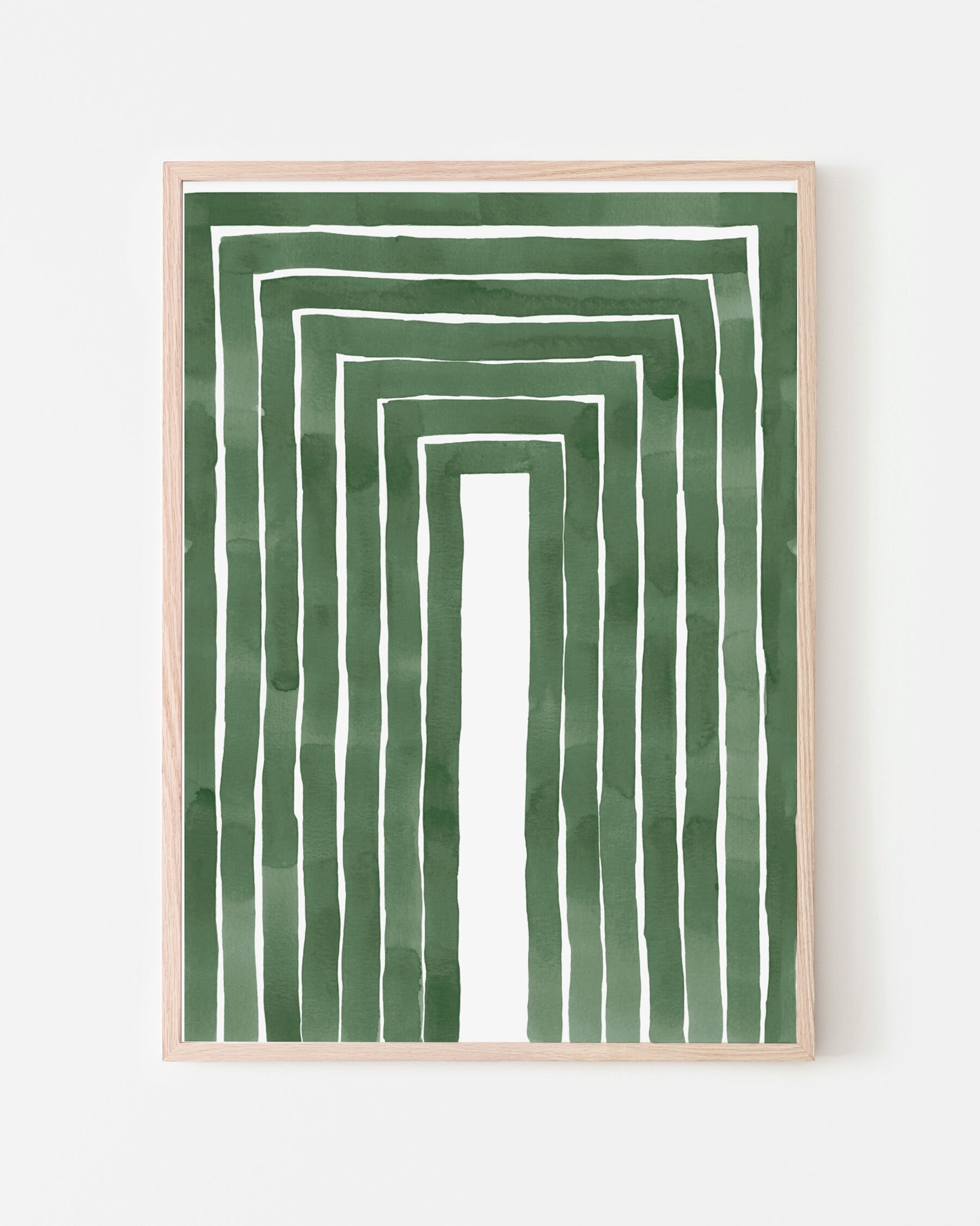Green Linear Art Watercolour Poster Contemporary Home Decor - Etsy