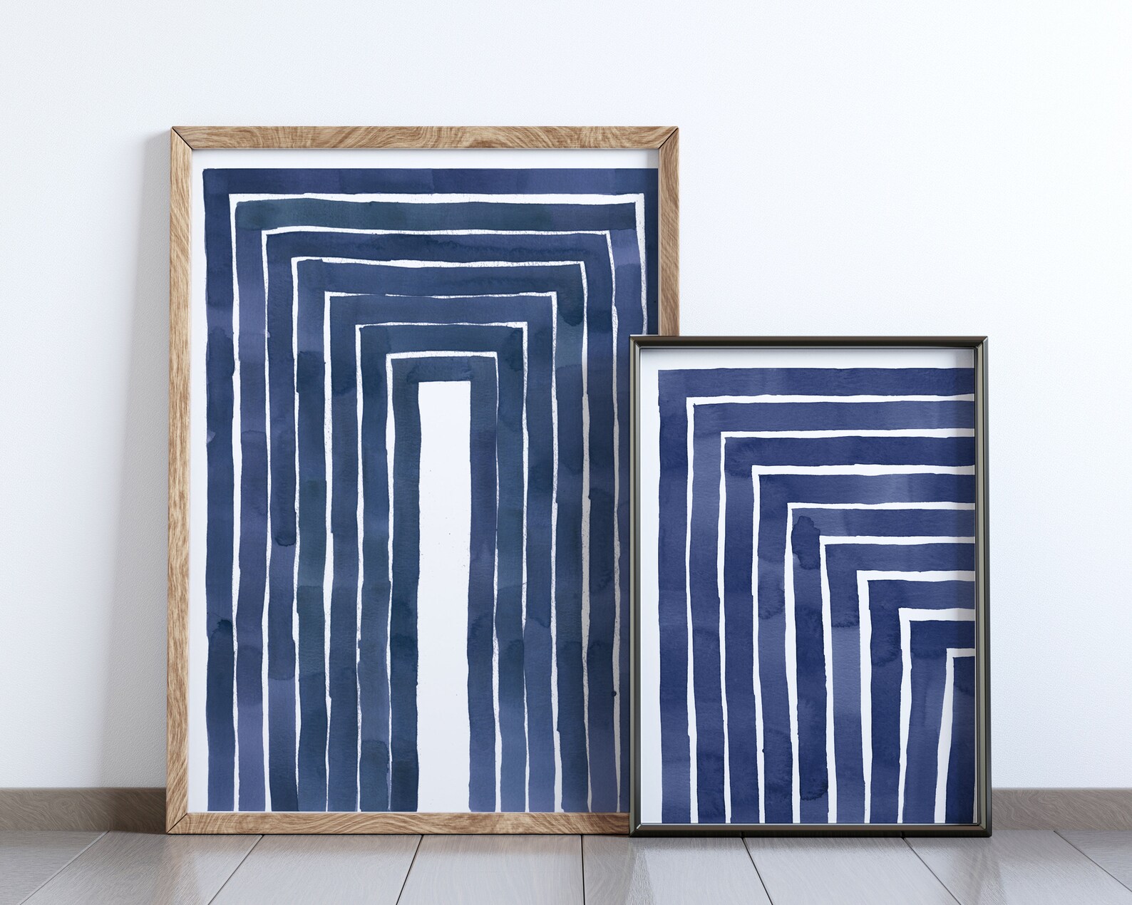 Navy Blue Scandinavian Mid Century Abstract Print Abstract | Etsy