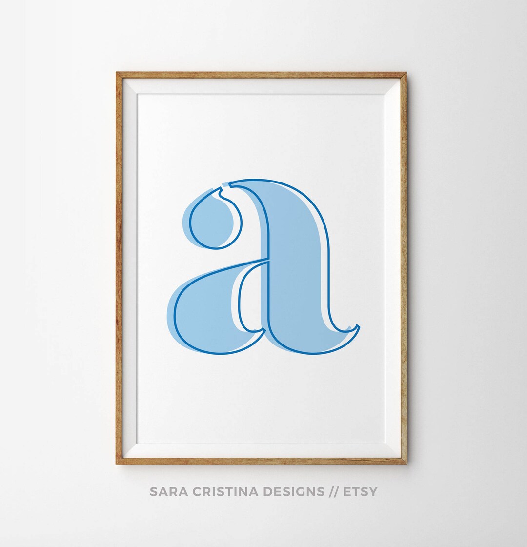 Baby Blue Nursery Boy Room Decor, Custom Letters Initial Prints, Baby ...