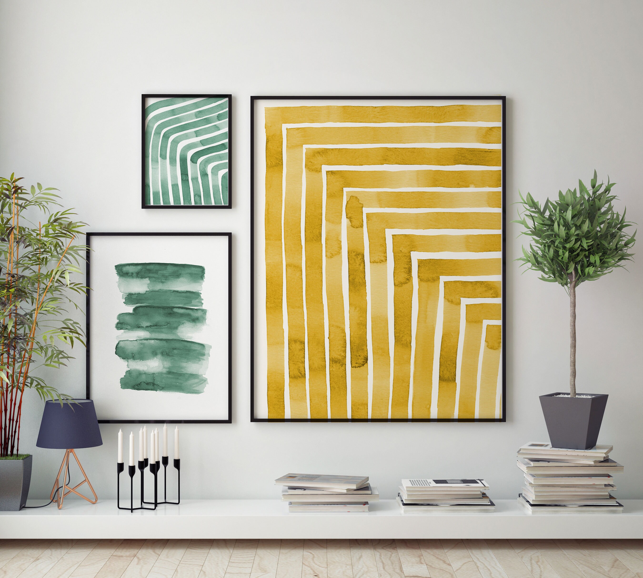 Yellow Ochre Scandinavian Art Watercolour Poster - Etsy Canada