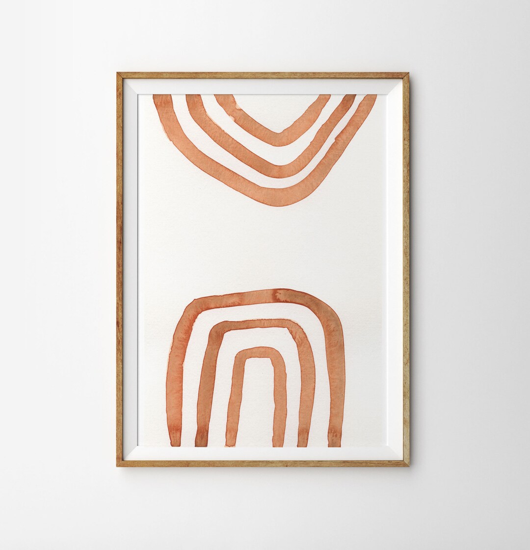 Abstract Art Orange Poster Neutral Mid Century Watercolour Art Print ...