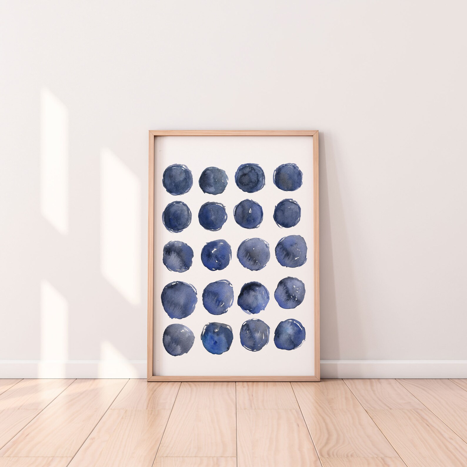 Navy blue watercolor art print blue Scandinavian Art | Etsy