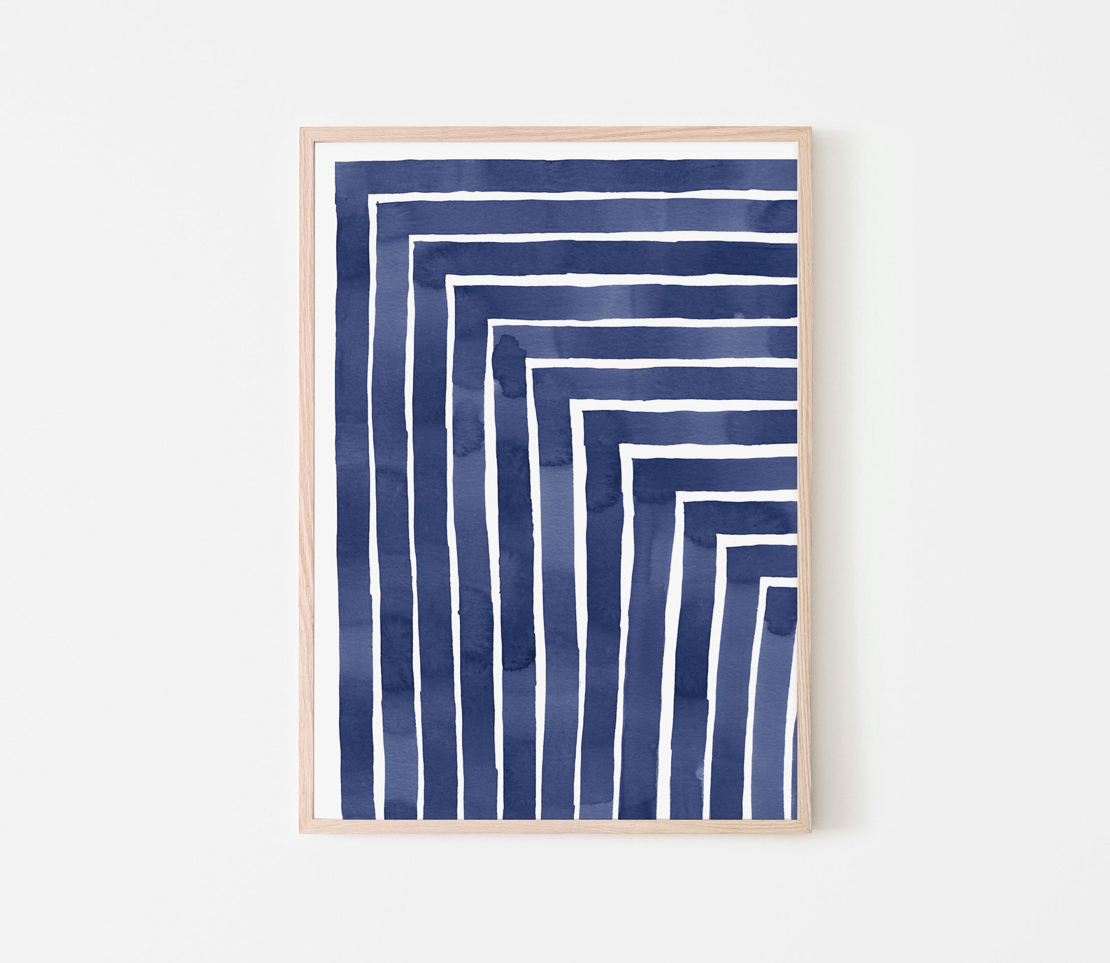 Navy Blue Scandinavian Mid Century Abstract Print Abstract | Etsy