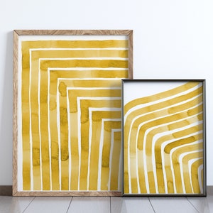 Yellow Ochre Scandinavian Art, Watercolour Poster, Contemporary Home ...