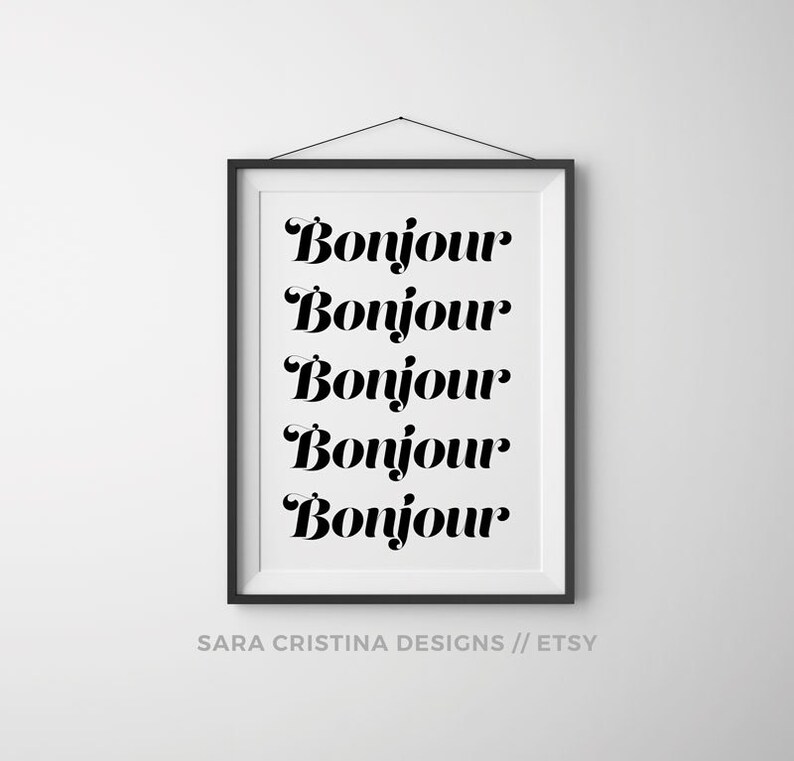 PRINTABLE French Poster Quote Prints Bonjour Print Paris - Etsy