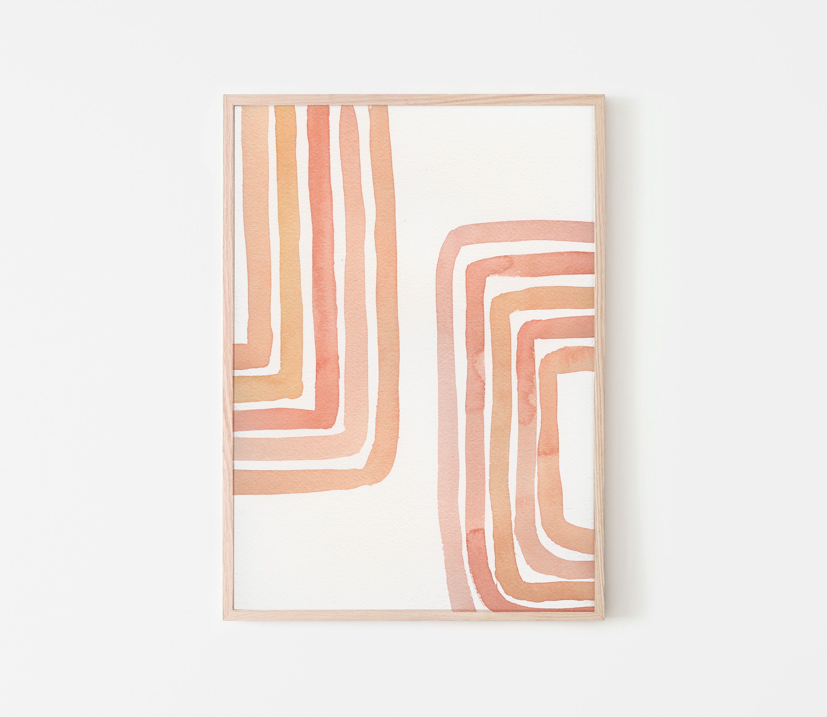 Abstract Art Orange Poster Neutral Mid Century Watercolour Art - Etsy