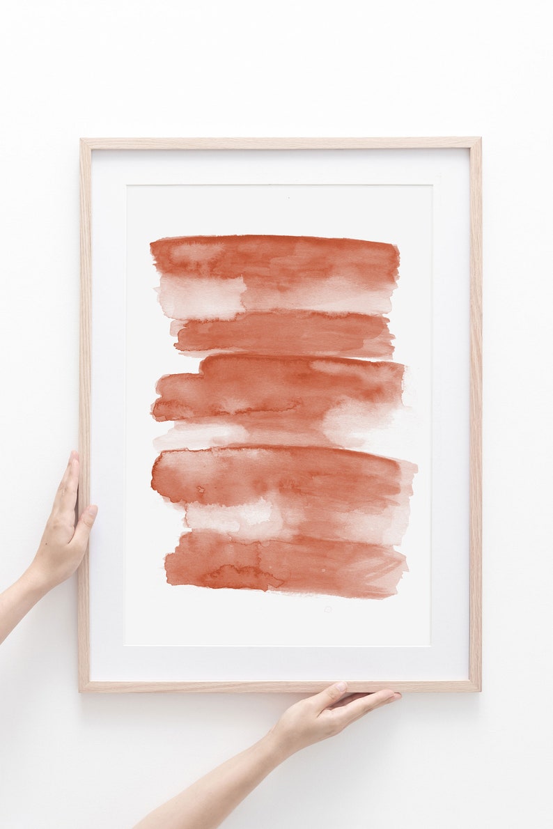 Abstract art orange Poster Bundle Mid Century Watercolour Art | Etsy