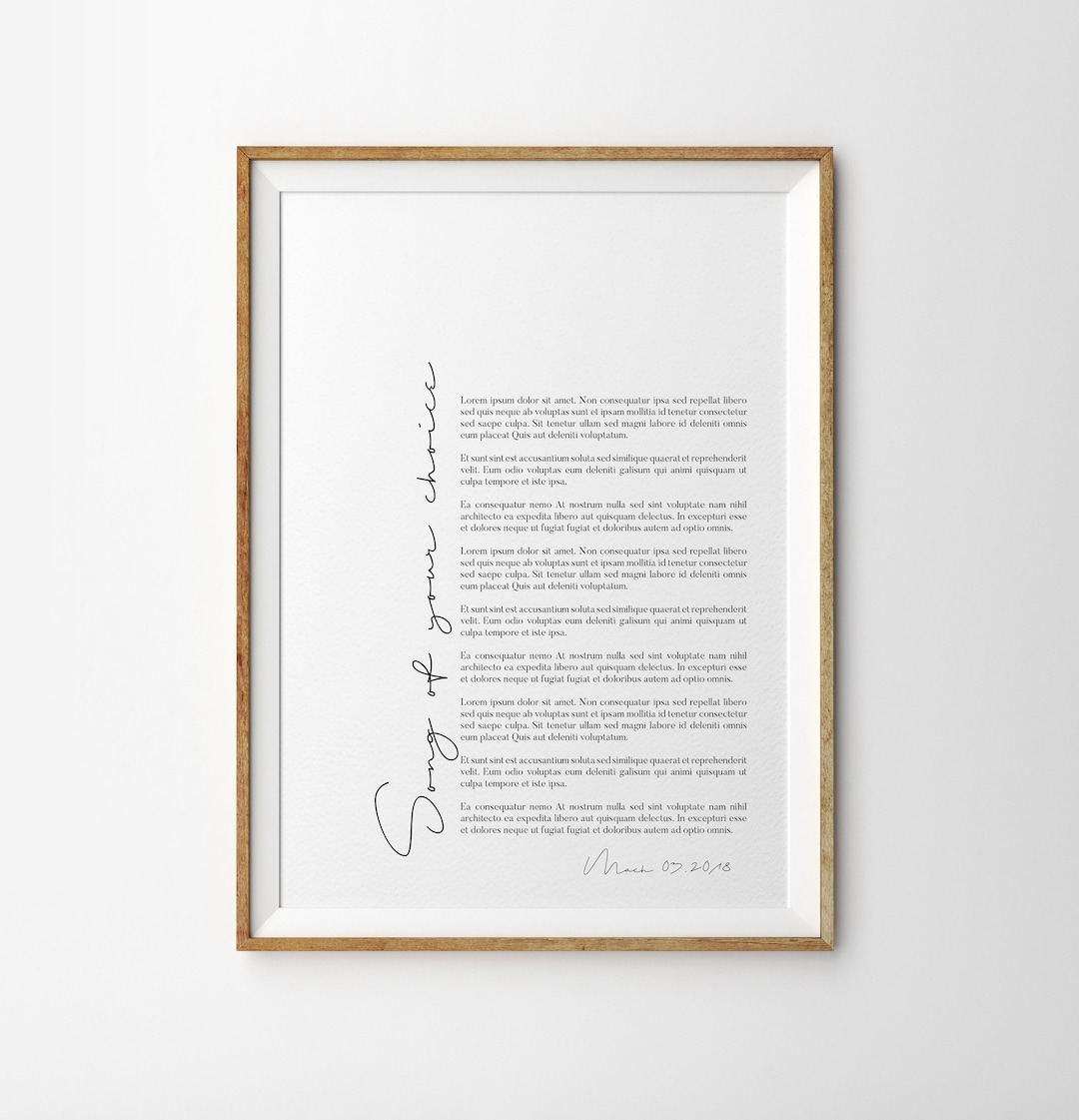 Custom Wedding Song Lyrics Poster, Custom Made Song Lyric Print ...