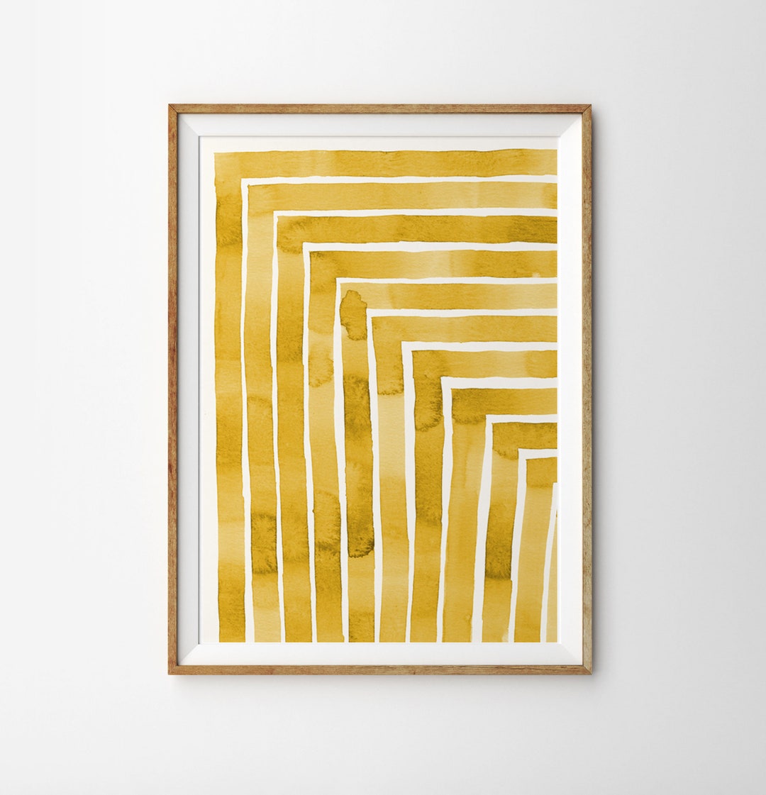 Yellow Ochre Scandinavian Art, Watercolour Poster, Contemporary Home ...