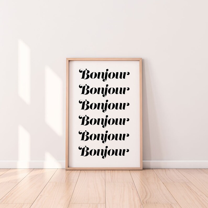 PRINTABLE French Poster Quote Prints Bonjour Print Paris - Etsy
