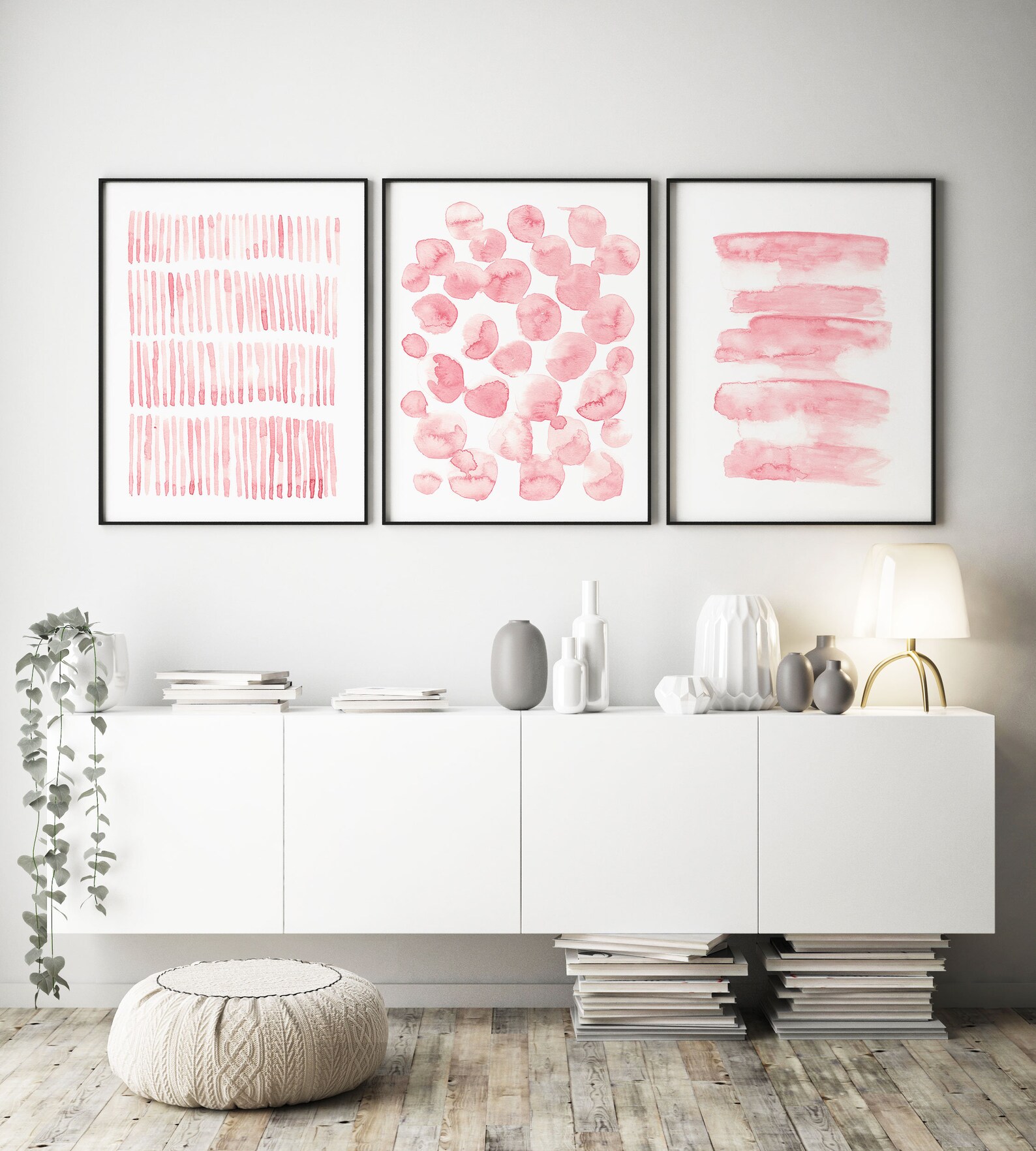 Abstract Watercolor Painting Bundle Blush Pink Wall Art - Etsy