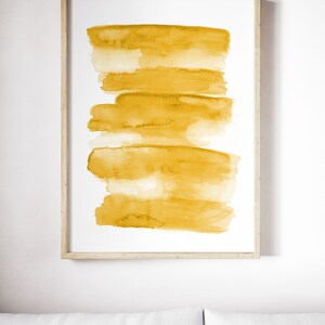Yellow Ochre Scandinavian Art, Watercolour Poster, Contemporary Home ...