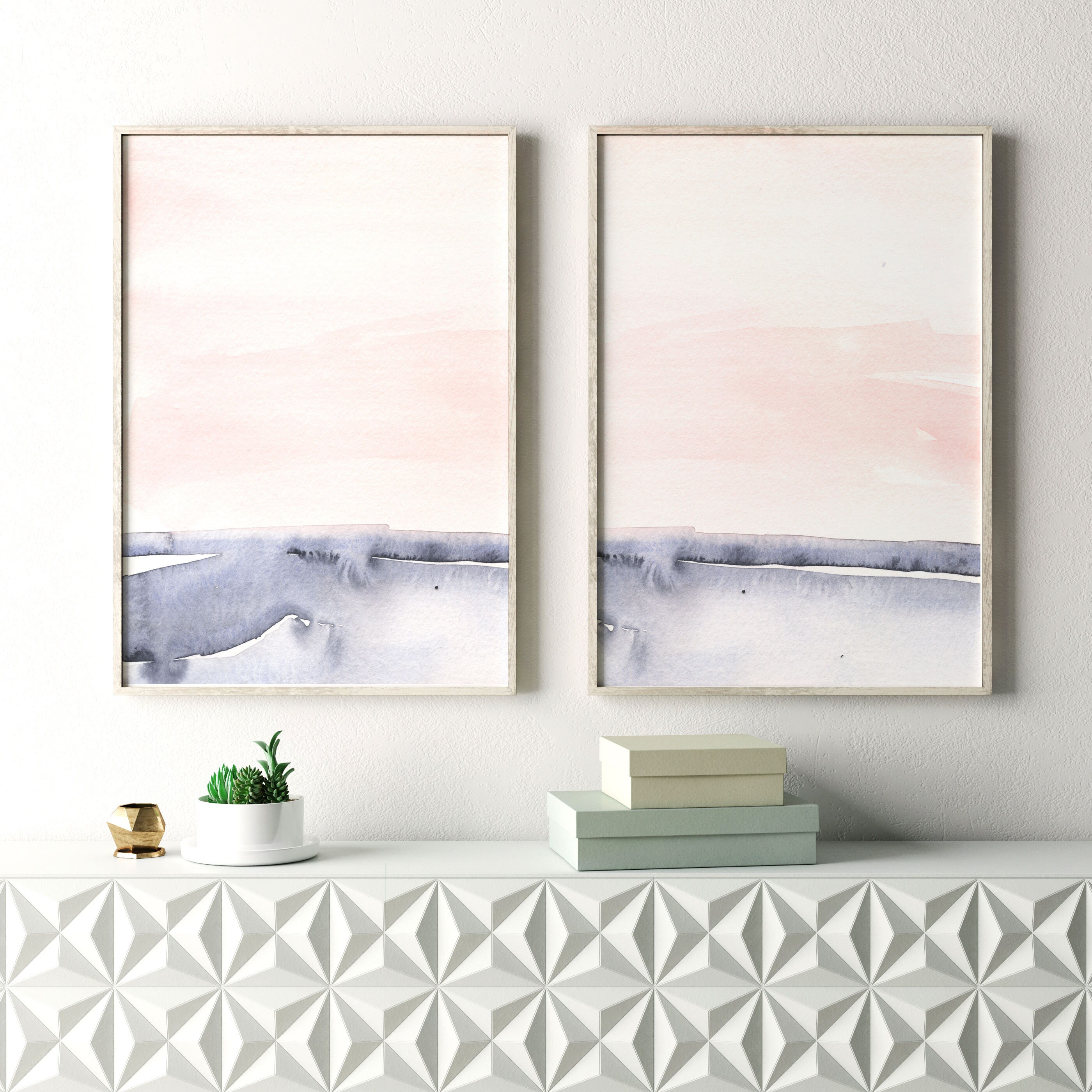 Abstract Poster Pink and Blue Painting Scandinavian | Etsy